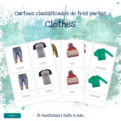 Cartões classificados de três partes: roupas/clothes – Montessori Para ...